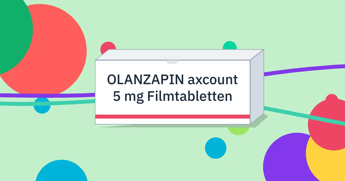 Symbolbild: Packung mit der Aufschrift OLANZAPIN axcount 5 mg Filmtabletten (PZN 10522030) – Verfügbarkeit und Bezug in Apotheken in Frankfurt am Main