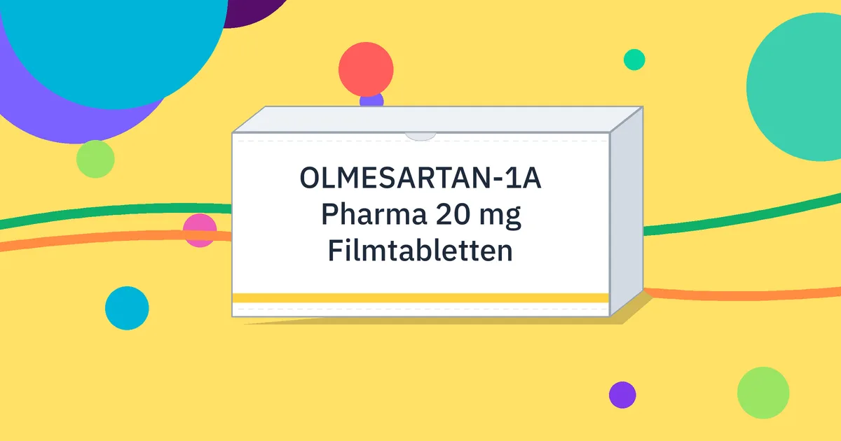 Symbolbild: Packung mit der Aufschrift OLMESARTAN-1A Pharma 20 mg Filmtabletten (PZN 12408539) – Verfügbarkeit und Bezug in Apotheken in Frankfurt am Main