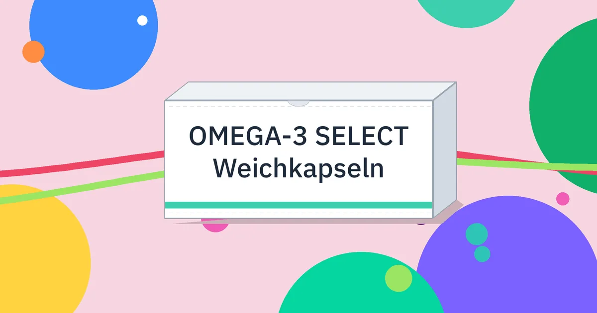 Symbolbild: Packung mit der Aufschrift OMEGA-3 SELECT Weichkapseln (PZN 18225047) – Verfügbarkeit und Bezug in Apotheken in Frankfurt am Main