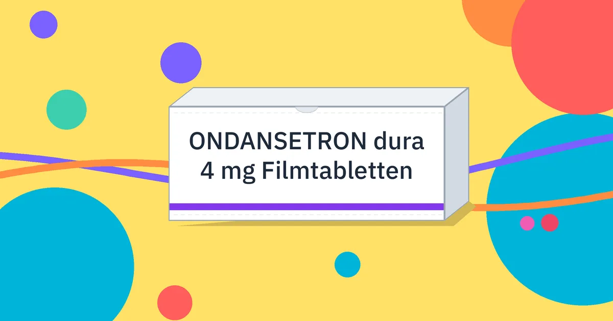 Symbolbild: Packung mit der Aufschrift ONDANSETRON dura 4 mg Filmtabletten (PZN 12637441) – Verfügbarkeit und Bezug in Apotheken in Frankfurt am Main