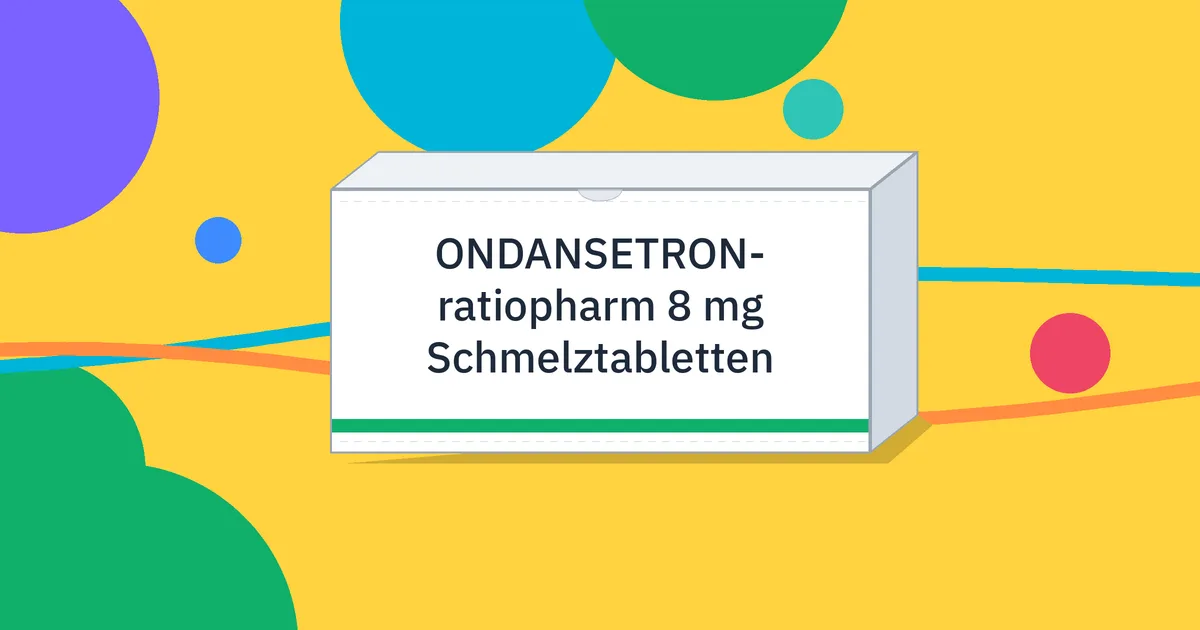 Symbolbild: Packung mit der Aufschrift ONDANSETRON-ratiopharm 8 mg Schmelztabletten (PZN 04908334) – Verfügbarkeit und Bezug in Apotheken in Frankfurt am Main