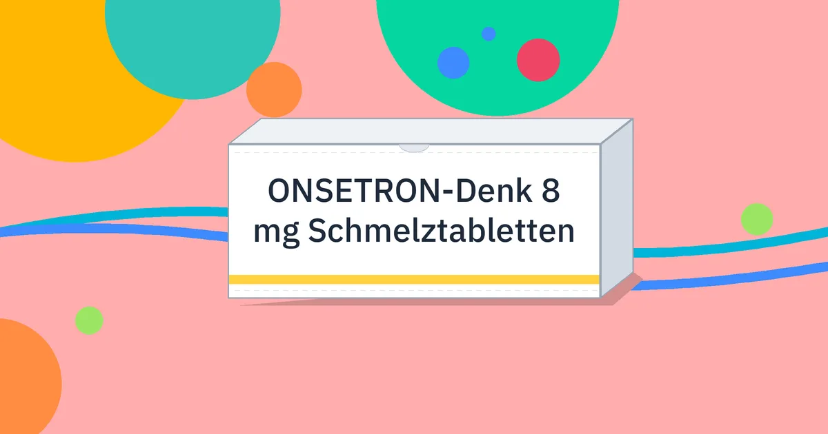 Symbolbild: Packung mit der Aufschrift ONSETRON-Denk 8 mg Schmelztabletten (PZN 10708556) – Verfügbarkeit und Bezug in Apotheken in Frankfurt am Main