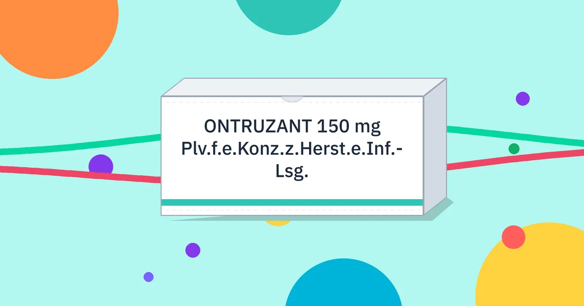 Symbolbild: Packung mit der Aufschrift ONTRUZANT 150 mg Plv.f.e.Konz.z.Herst.e.Inf.-Lsg. (PZN 13599004) – Verfügbarkeit und Bezug in Apotheken in Frankfurt am Main