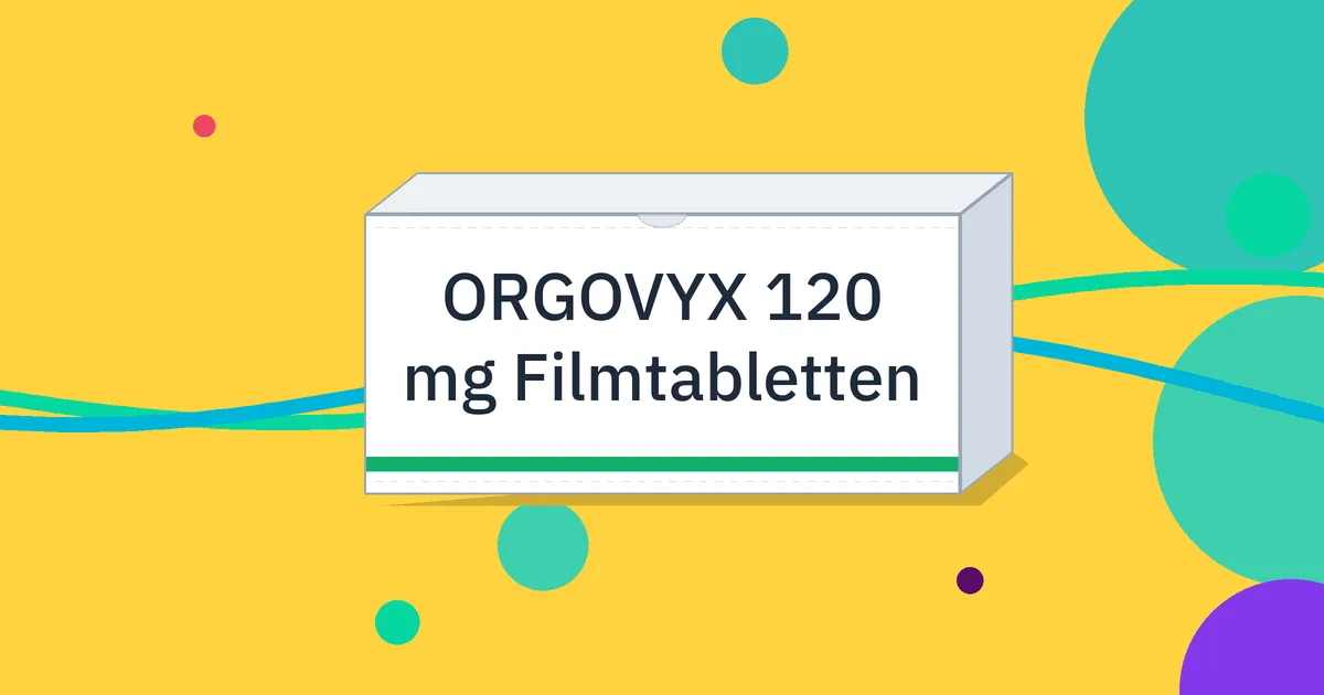 Symbolbild: Packung mit der Aufschrift ORGOVYX 120 mg Filmtabletten (PZN 19474551) – Verfügbarkeit und Bezug in Apotheken in Frankfurt am Main