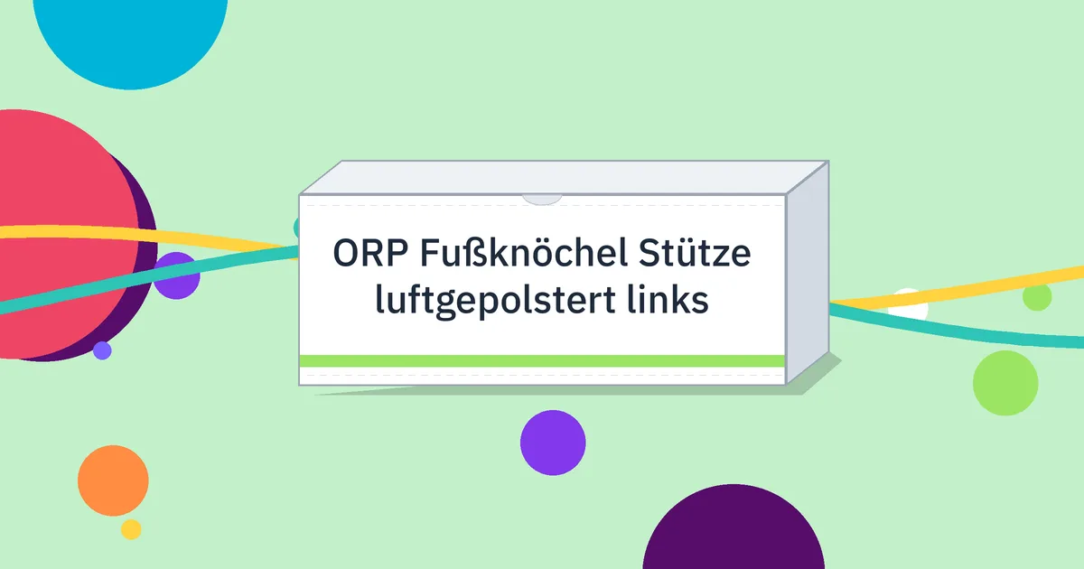 Symbolbild: Packung mit der Aufschrift ORP Fußknöchel Stütze luftgepolstert links (PZN 05360559) – Verfügbarkeit und Bezug in Apotheken in Frankfurt am Main