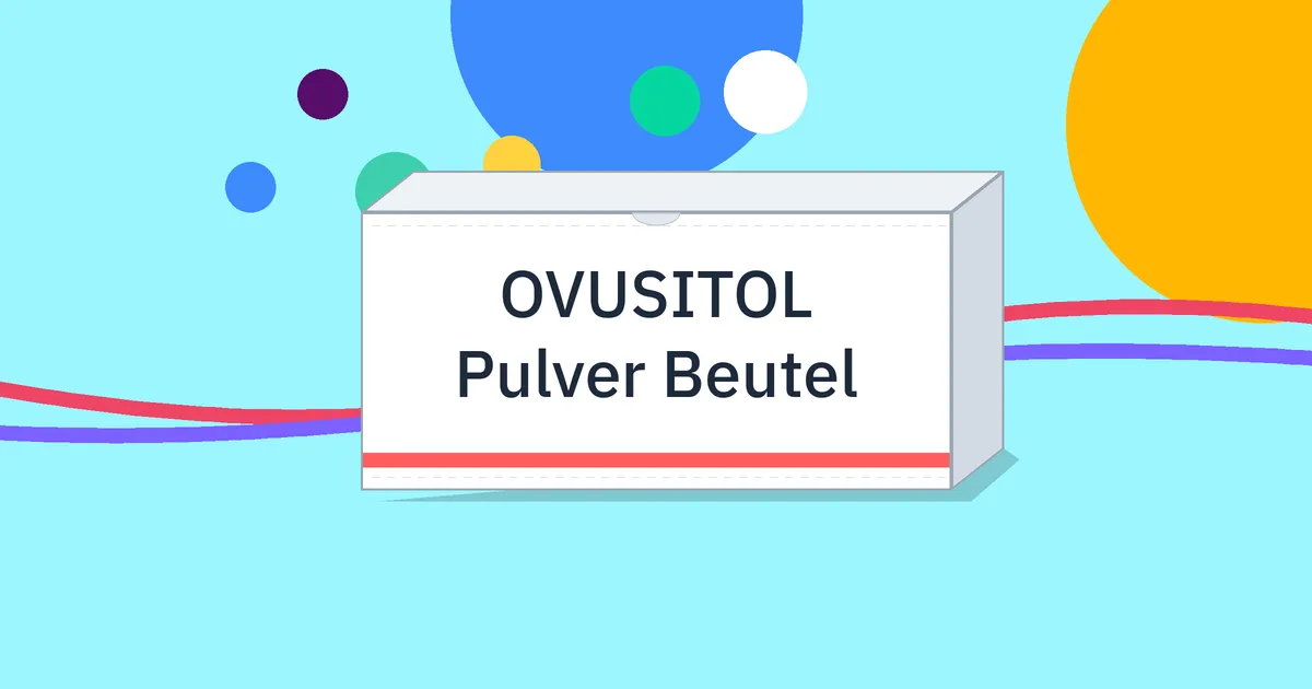 Symbolbild: Packung mit der Aufschrift OVUSITOL Pulver Beutel (PZN 20298504) – Verfügbarkeit und Bezug in Apotheken in Frankfurt am Main