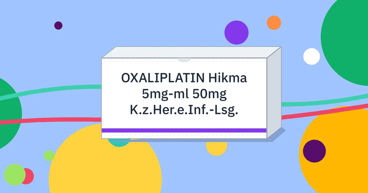 Symbolbild: Packung mit der Aufschrift OXALIPLATIN Hikma 5mg-ml 50mg K.z.Her.e.Inf.-Lsg. (PZN 17991408) – Verfügbarkeit und Bezug in Apotheken in Frankfurt am Main