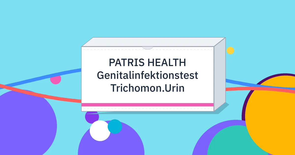 Symbolbild: Packung mit der Aufschrift PATRIS HEALTH Genitalinfektionstest Trichomon.Urin (PZN 18133693) – Verfügbarkeit und Bezug in Apotheken in Frankfurt am Main