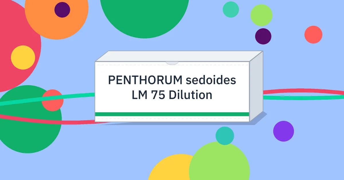 Symbolbild: Packung mit der Aufschrift PENTHORUM sedoides LM 75 Dilution (PZN 13634901) – Verfügbarkeit und Bezug in Apotheken in Frankfurt am Main