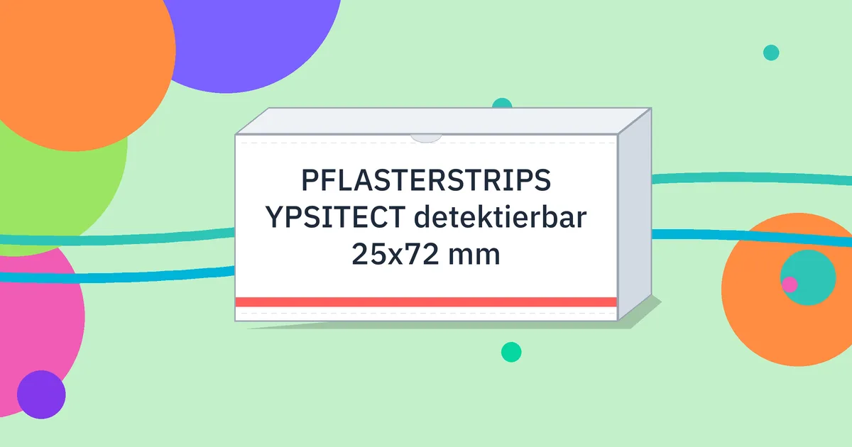 Symbolbild: Packung mit der Aufschrift PFLASTERSTRIPS YPSITECT detektierbar 25x72 mm (PZN 01050276) – Verfügbarkeit und Bezug in Apotheken in Frankfurt am Main