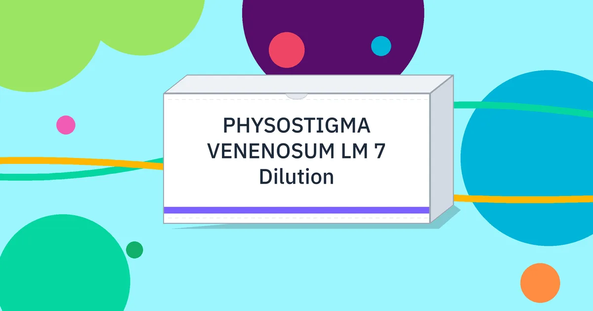 Symbolbild: Packung mit der Aufschrift PHYSOSTIGMA VENENOSUM LM 7 Dilution (PZN 13035276) – Verfügbarkeit und Bezug in Apotheken in Frankfurt am Main
