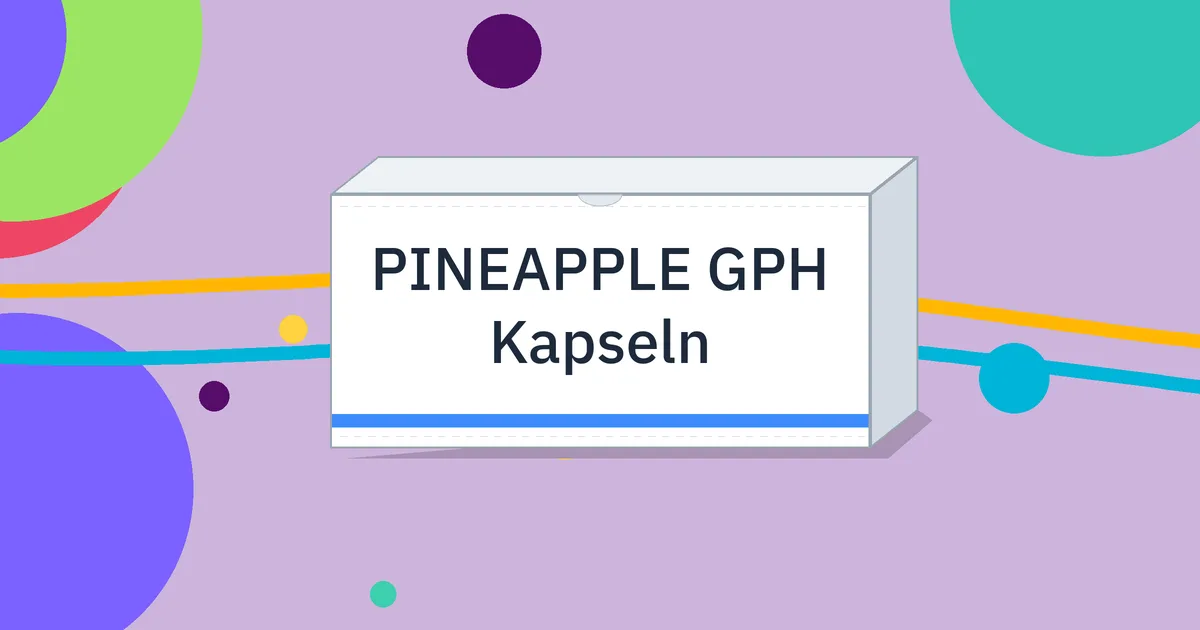 Symbolbild: Packung mit der Aufschrift PINEAPPLE GPH Kapseln (PZN 02568839) – Verfügbarkeit und Bezug in Apotheken in Frankfurt am Main