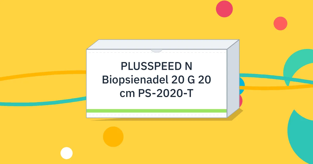 Symbolbild: Packung mit der Aufschrift PLUSSPEED N Biopsienadel 20 G 20 cm PS-2020-T (PZN 15632993) – Verfügbarkeit und Bezug in Apotheken in Frankfurt am Main