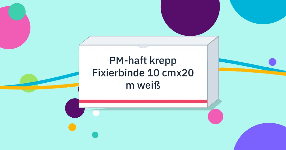 Symbolbild: Packung mit der Aufschrift PM-haft krepp Fixierbinde 10 cmx20 m weiß (PZN 18845620) – Verfügbarkeit und Bezug in Apotheken in Frankfurt am Main