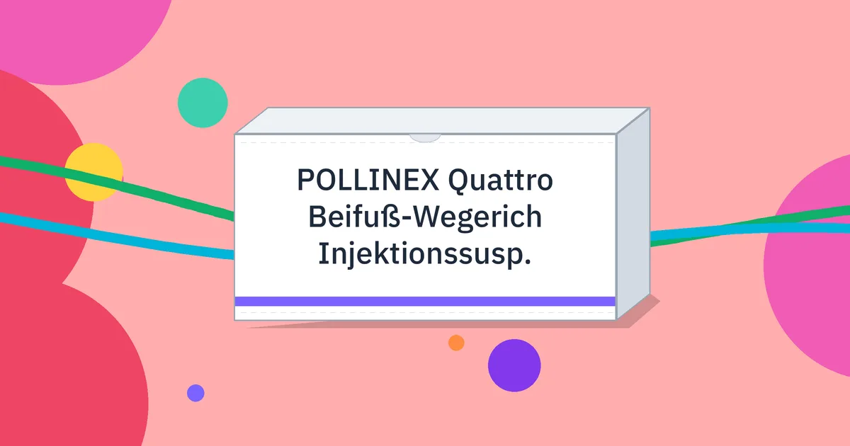 Symbolbild: Packung mit der Aufschrift POLLINEX Quattro Beifuß-Wegerich Injektionssusp. (PZN 13593361) – Verfügbarkeit und Bezug in Apotheken in Frankfurt am Main