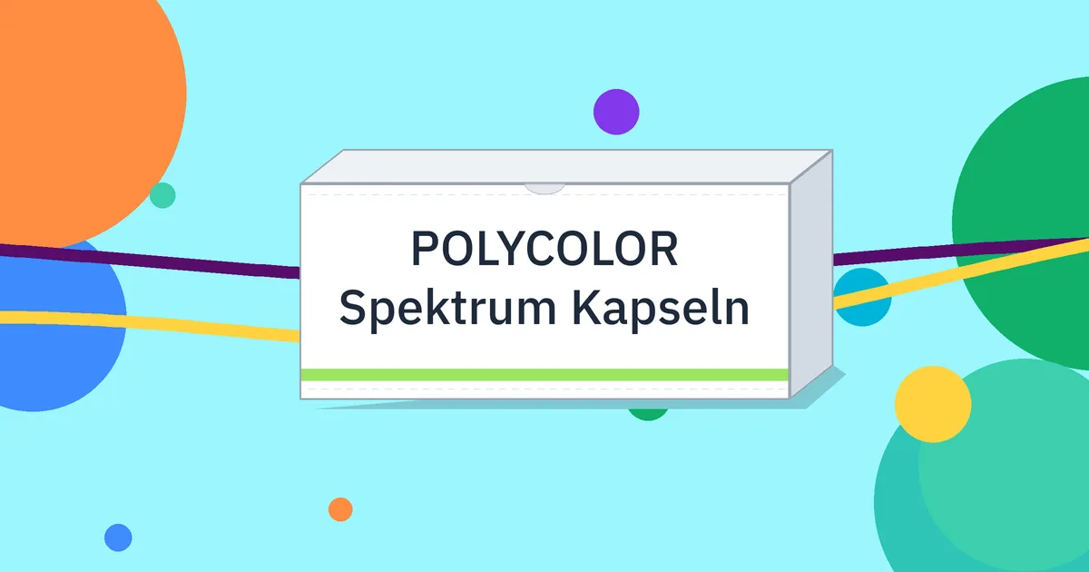 Symbolbild: Packung mit der Aufschrift POLYCOLOR Spektrum Kapseln (PZN 16811284) – Verfügbarkeit und Bezug in Apotheken in Frankfurt am Main