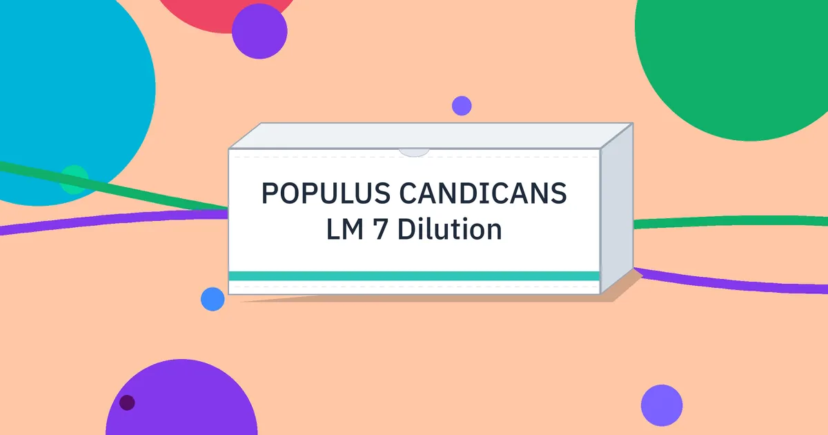 Symbolbild: Packung mit der Aufschrift POPULUS CANDICANS LM 7 Dilution (PZN 13664210) – Verfügbarkeit und Bezug in Apotheken in Frankfurt am Main
