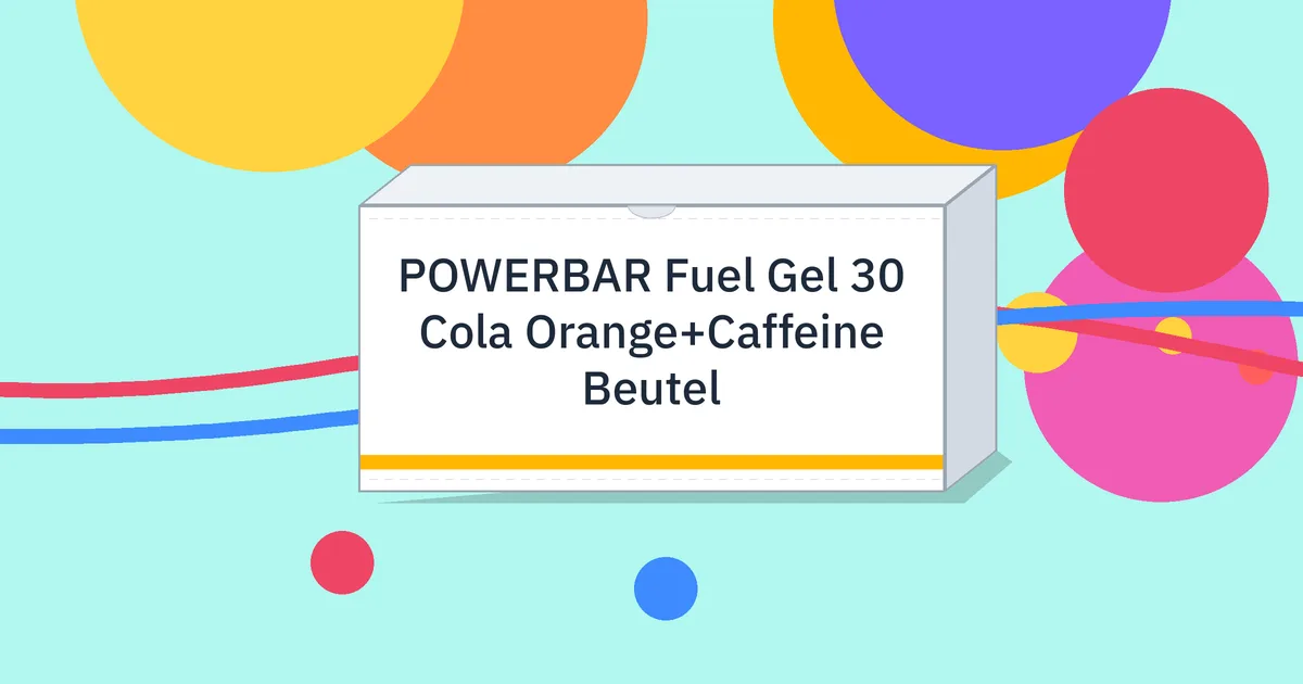 Symbolbild: Packung mit der Aufschrift POWERBAR Fuel Gel 30 Cola Orange+Caffeine Beutel (PZN 20304334) – Verfügbarkeit und Bezug in Apotheken in Frankfurt am Main