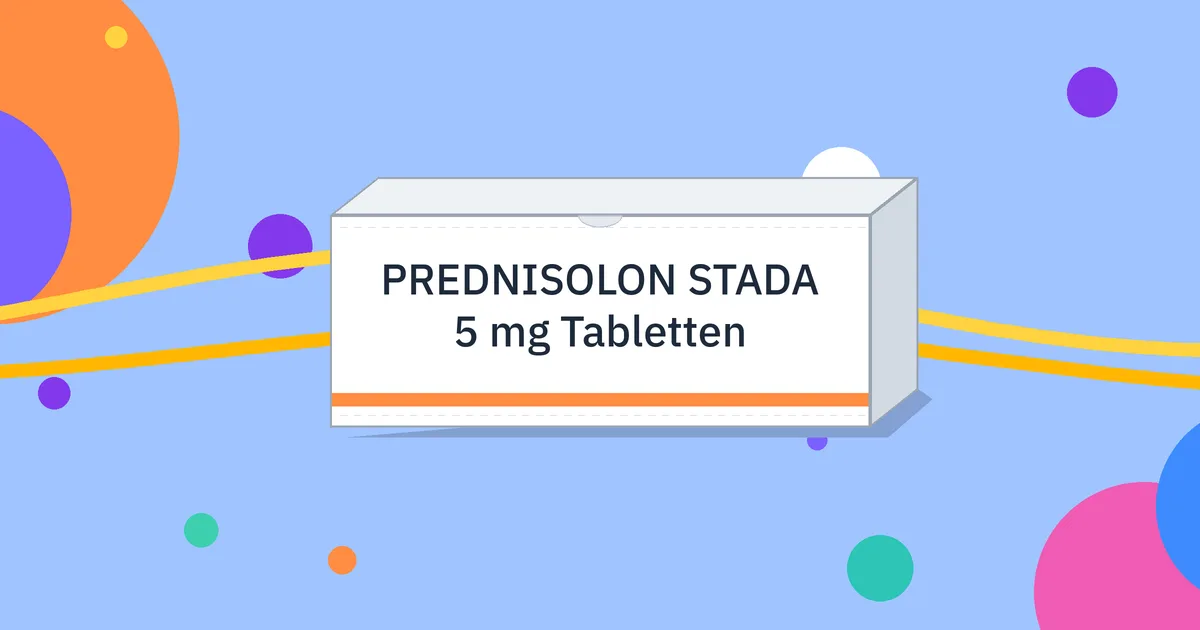 Symbolbild: Packung mit der Aufschrift PREDNISOLON STADA 5 mg Tabletten (PZN 17827815) – Verfügbarkeit und Bezug in Apotheken in Frankfurt am Main