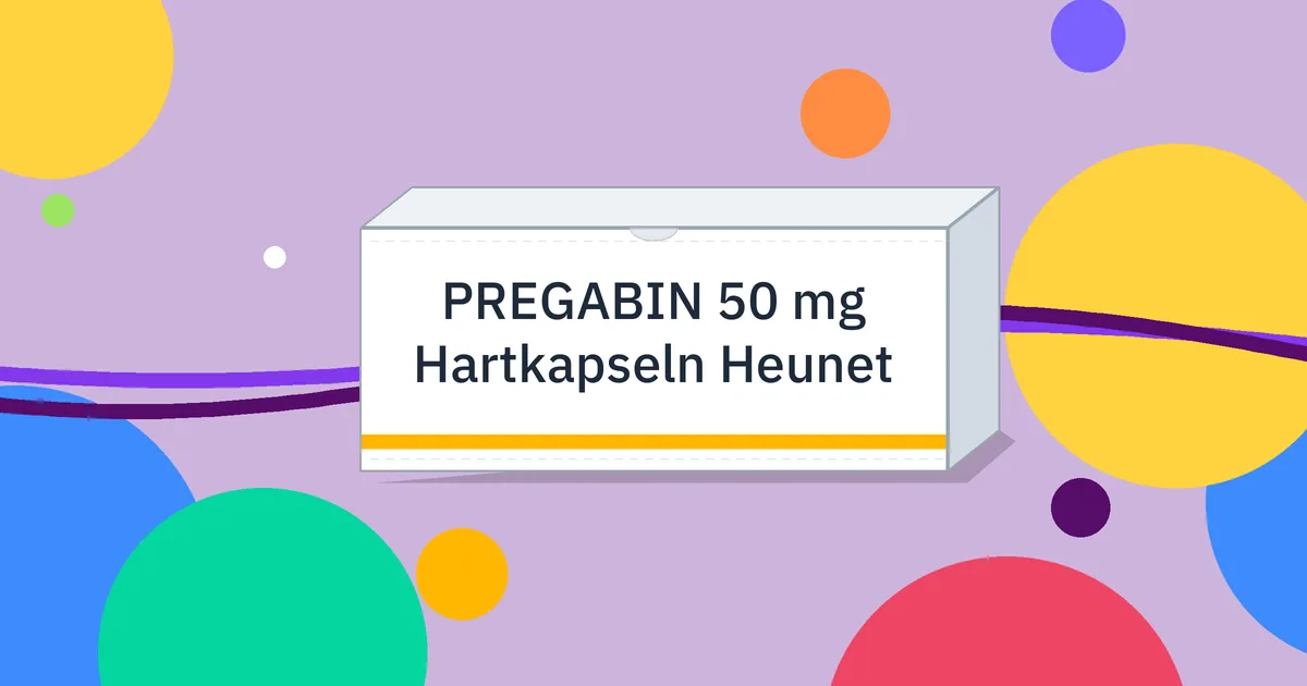 Symbolbild: Packung mit der Aufschrift PREGABIN 50 mg Hartkapseln Heunet (PZN 15303829) – Verfügbarkeit und Bezug in Apotheken in Frankfurt am Main