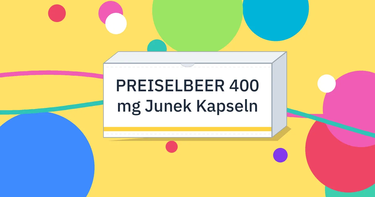 Symbolbild: Packung mit der Aufschrift PREISELBEER 400 mg Junek Kapseln (PZN 00986998) – Verfügbarkeit und Bezug in Apotheken in Frankfurt am Main