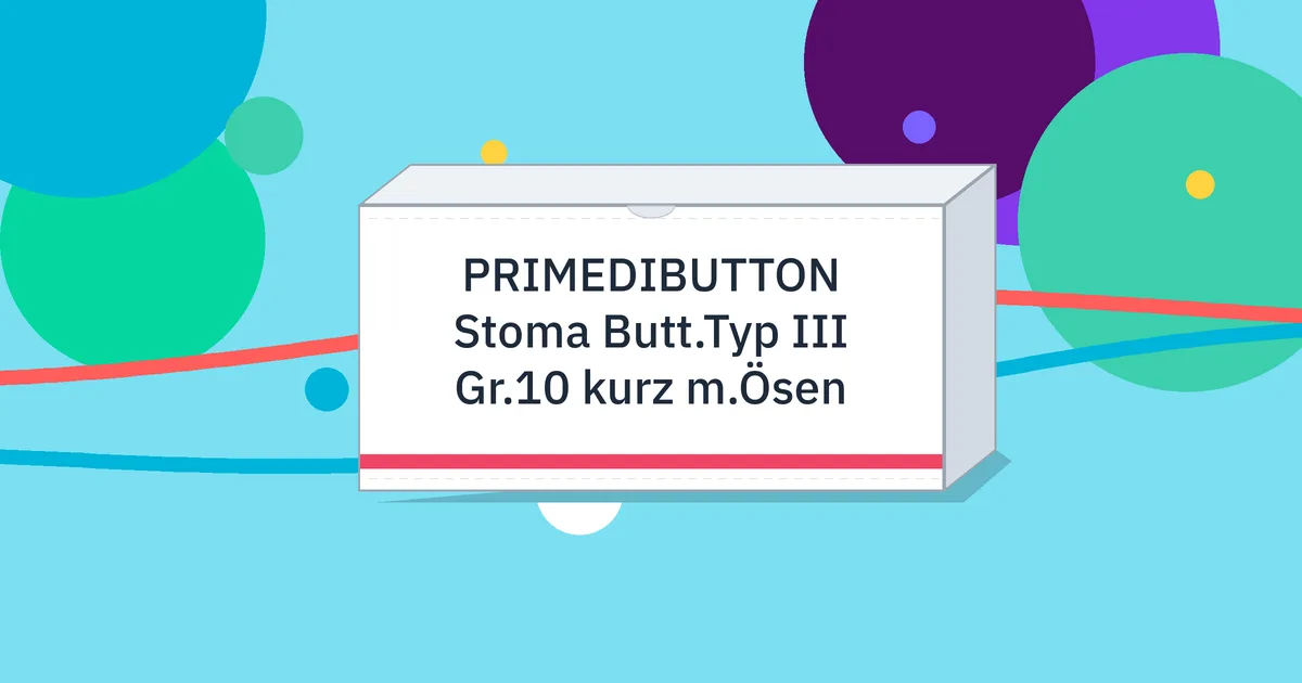 Symbolbild: Packung mit der Aufschrift PRIMEDIBUTTON Stoma Butt.Typ III Gr.10 kurz m.Ösen (PZN 10791540) – Verfügbarkeit und Bezug in Apotheken in Frankfurt am Main