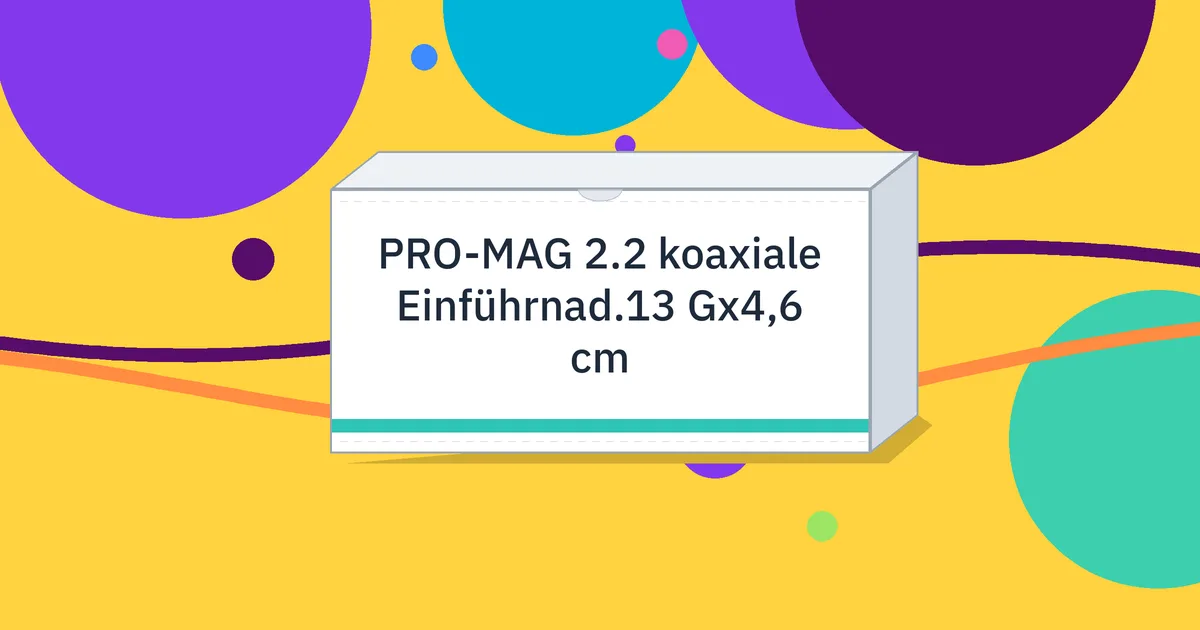 Symbolbild: Packung mit der Aufschrift PRO-MAG 2.2 koaxiale Einführnad.13 Gx4,6 cm (PZN 06768280) – Verfügbarkeit und Bezug in Apotheken in Frankfurt am Main