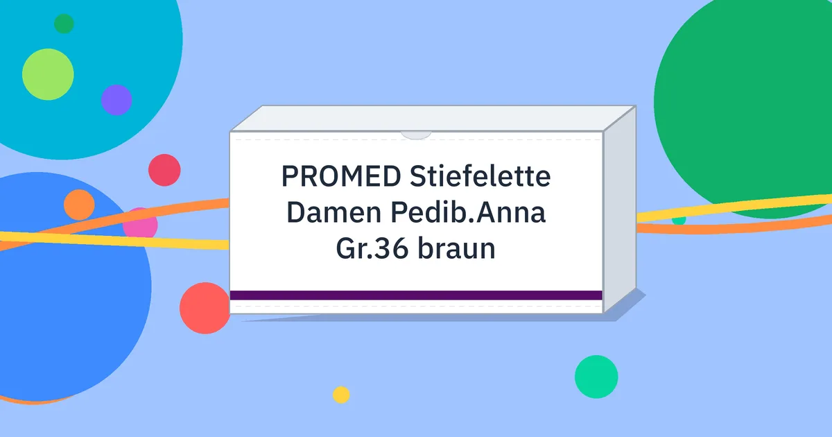 Symbolbild: Packung mit der Aufschrift PROMED Stiefelette Damen Pedib.Anna Gr.36 braun (PZN 11710041) – Verfügbarkeit und Bezug in Apotheken in Frankfurt am Main