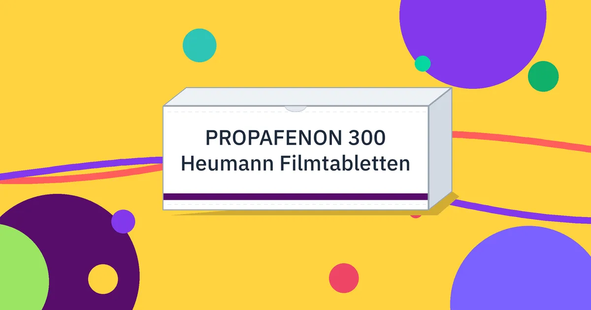 Symbolbild: Packung mit der Aufschrift PROPAFENON 300 Heumann Filmtabletten (PZN 04473161) – Verfügbarkeit und Bezug in Apotheken in Frankfurt am Main
