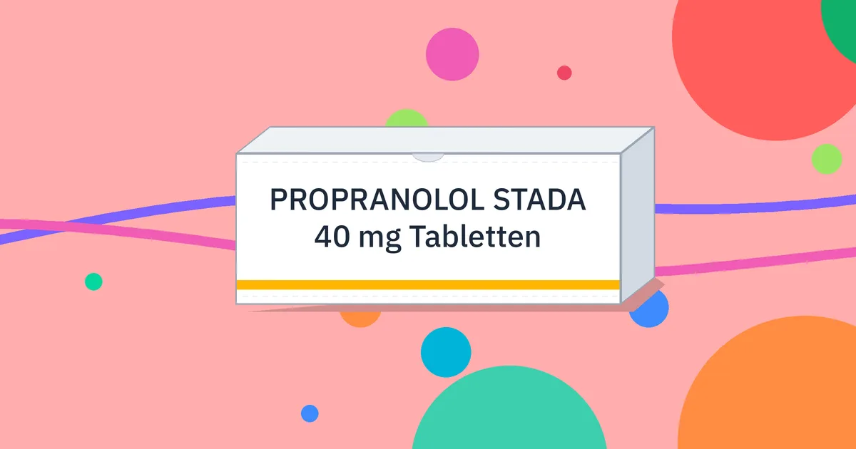 Symbolbild: Packung mit der Aufschrift PROPRANOLOL STADA 40 mg Tabletten (PZN 02388801) – Verfügbarkeit und Bezug in Apotheken in Frankfurt am Main