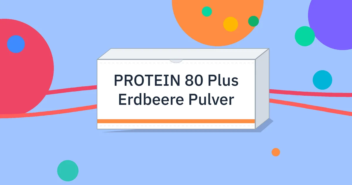 Symbolbild: Packung mit der Aufschrift PROTEIN 80 Plus Erdbeere Pulver (PZN 02238088) – Verfügbarkeit und Bezug in Apotheken in Frankfurt am Main