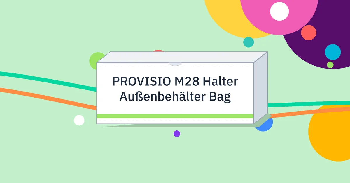 Symbolbild: Packung mit der Aufschrift PROVISIO M28 Halter Außenbehälter Bag (PZN 14016140) – Verfügbarkeit und Bezug in Apotheken in Frankfurt am Main