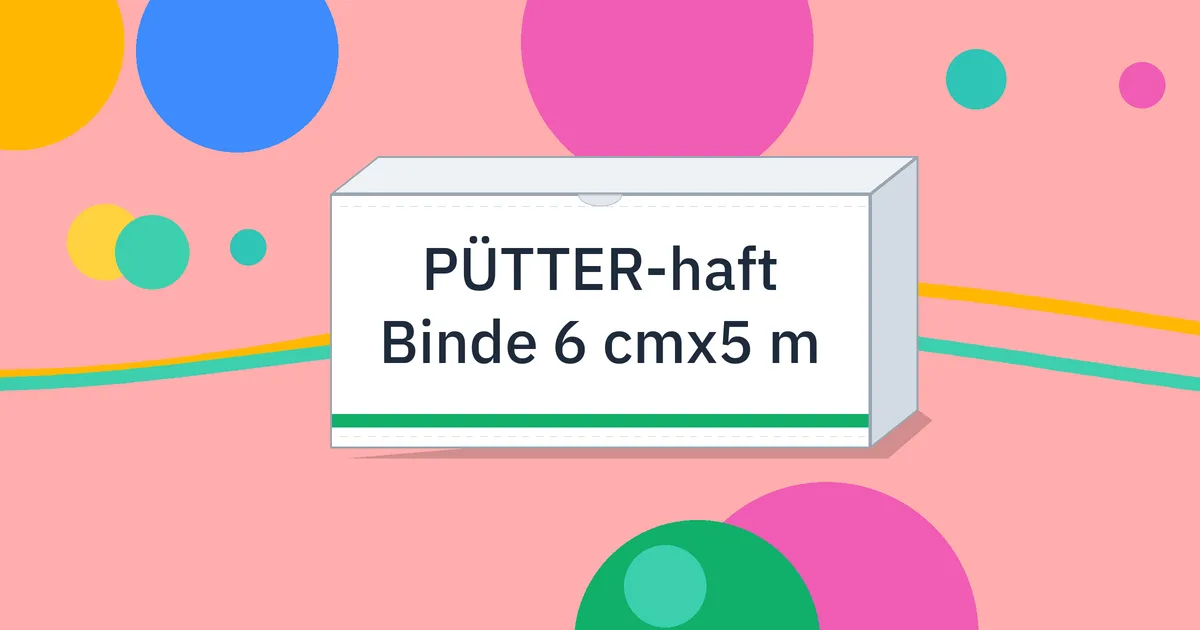 Symbolbild: Packung mit der Aufschrift PÜTTER-haft Binde 6 cmx5 m (PZN 11319383) – Verfügbarkeit und Bezug in Apotheken in Frankfurt am Main