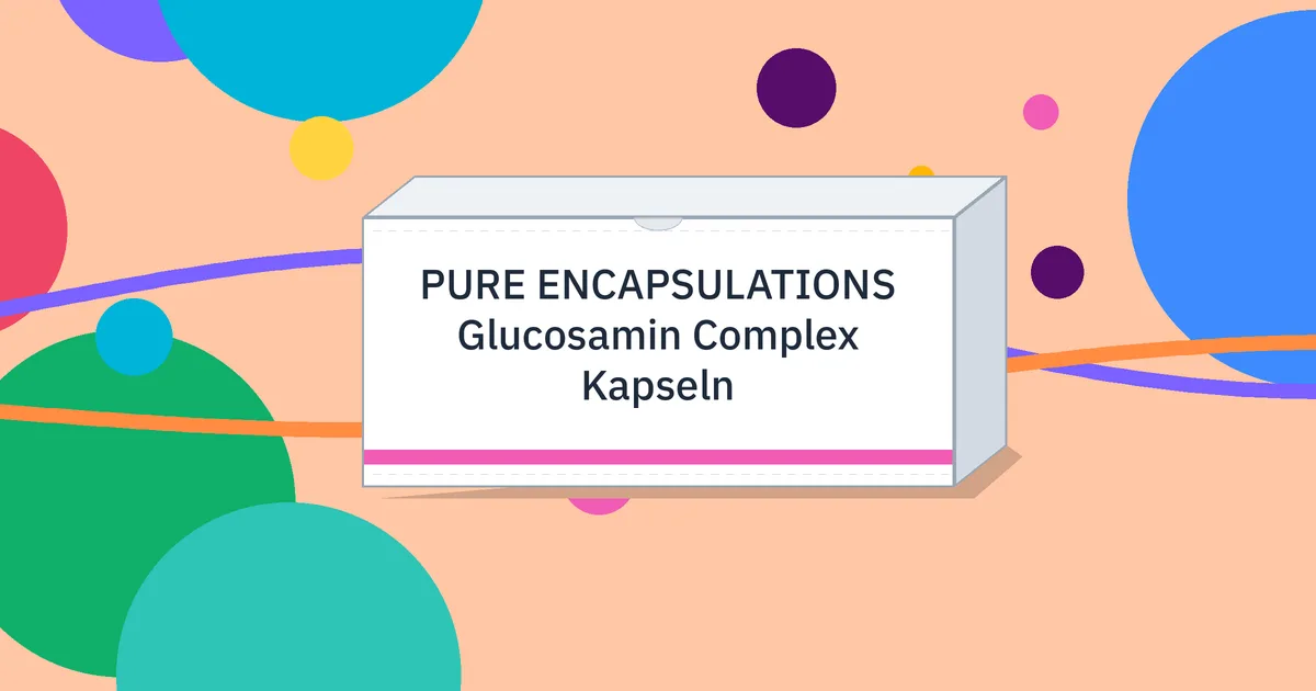 Symbolbild: Packung mit der Aufschrift PURE ENCAPSULATIONS Glucosamin Complex Kapseln (PZN 06552290) – Verfügbarkeit und Bezug in Apotheken in Frankfurt am Main
