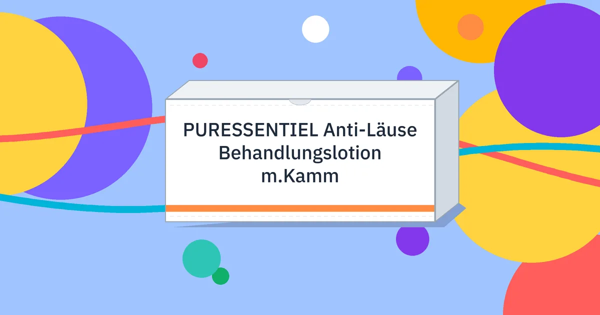 Symbolbild: Packung mit der Aufschrift PURESSENTIEL Anti-Läuse Behandlungslotion m.Kamm (PZN 16021903) – Verfügbarkeit und Bezug in Apotheken in Frankfurt am Main
