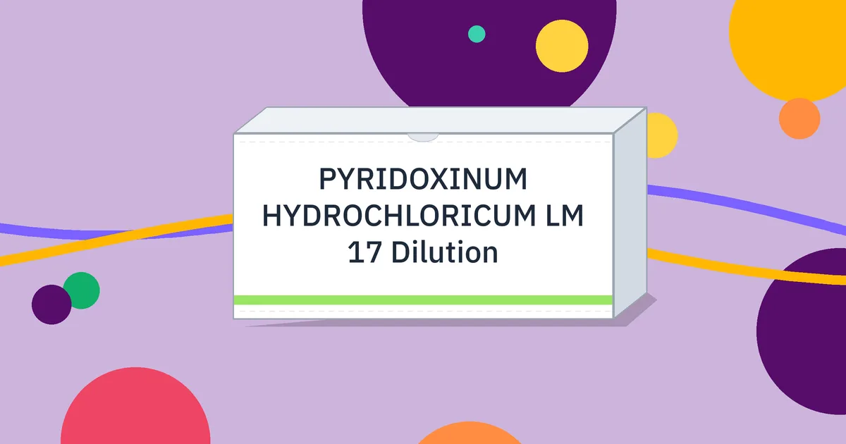 Symbolbild: Packung mit der Aufschrift PYRIDOXINUM HYDROCHLORICUM LM 17 Dilution (PZN 13672304) – Verfügbarkeit und Bezug in Apotheken in Frankfurt am Main
