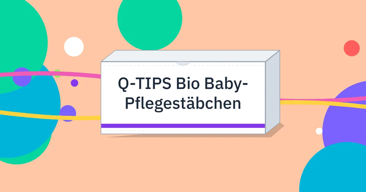 Symbolbild: Packung mit der Aufschrift Q-TIPS Bio Baby-Pflegestäbchen (PZN 17933233) – Verfügbarkeit und Bezug in Apotheken in Frankfurt am Main