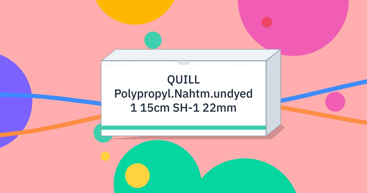 Symbolbild: Packung mit der Aufschrift QUILL Polypropyl.Nahtm.undyed 1 15cm SH-1 22mm (PZN 17990811) – Verfügbarkeit und Bezug in Apotheken in Frankfurt am Main