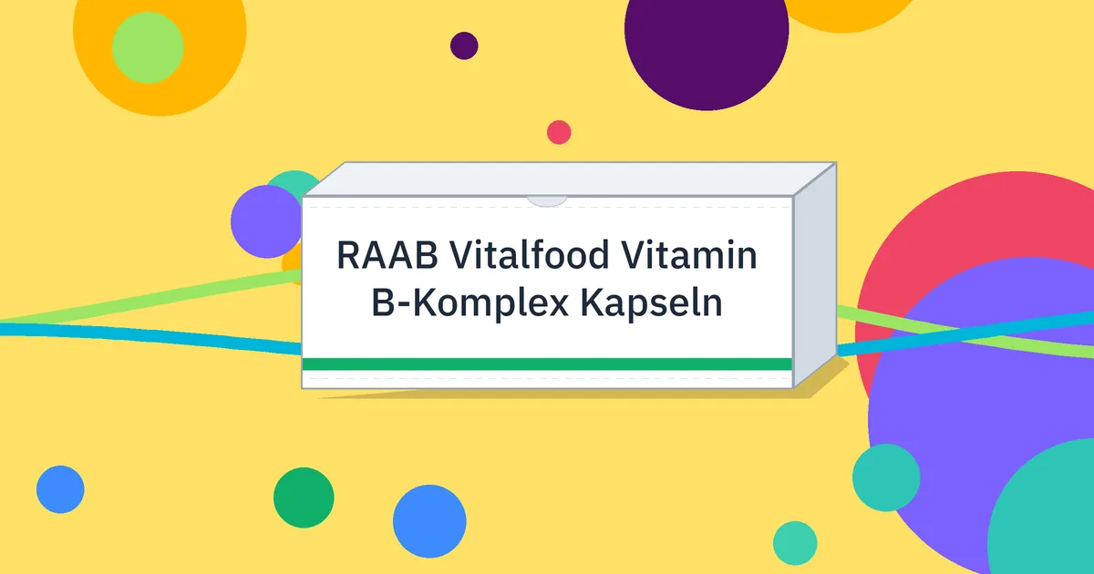 Symbolbild: Packung mit der Aufschrift RAAB Vitalfood Vitamin B-Komplex Kapseln (PZN 19305736) – Verfügbarkeit und Bezug in Apotheken in Frankfurt am Main
