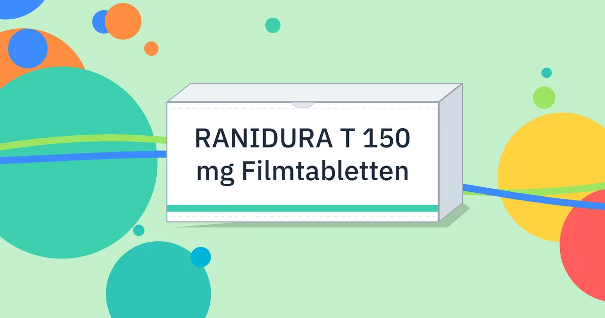 Symbolbild: Packung mit der Aufschrift RANIDURA T 150 mg Filmtabletten (PZN 08818094) – Verfügbarkeit und Bezug in Apotheken in Frankfurt am Main