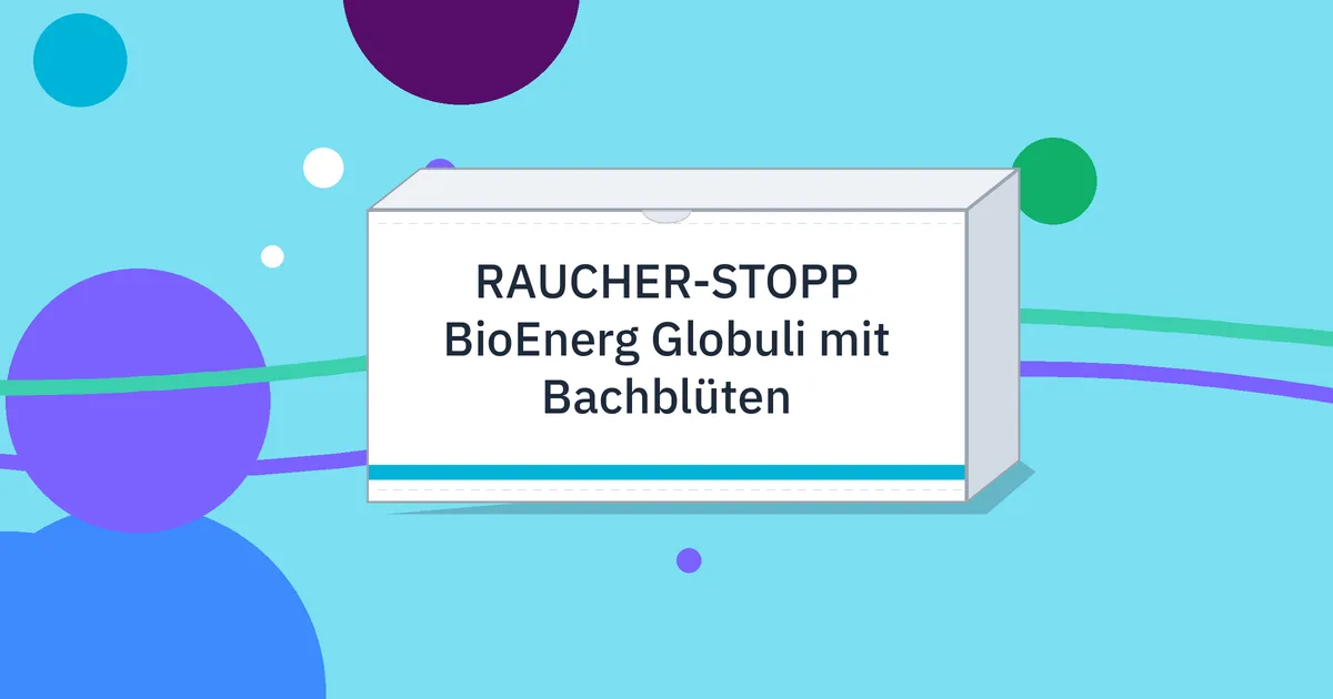 Symbolbild: Packung mit der Aufschrift RAUCHER-STOPP BioEnerg Globuli mit Bachblüten (PZN 13985440) – Verfügbarkeit und Bezug in Apotheken in Frankfurt am Main