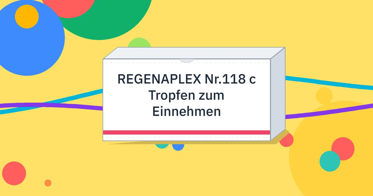 Symbolbild: Packung mit der Aufschrift REGENAPLEX Nr.118 c Tropfen zum Einnehmen (PZN 07137475) – Verfügbarkeit und Bezug in Apotheken in Frankfurt am Main