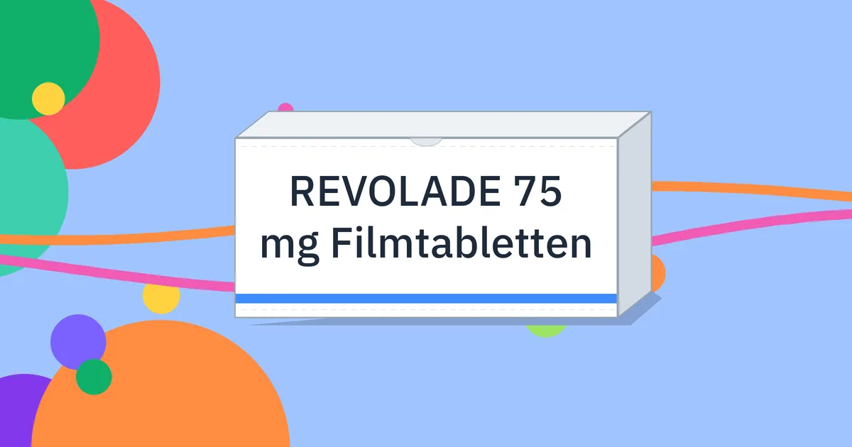 Symbolbild: Packung mit der Aufschrift REVOLADE 75 mg Filmtabletten (PZN 10050341) – Verfügbarkeit und Bezug in Apotheken in Frankfurt am Main