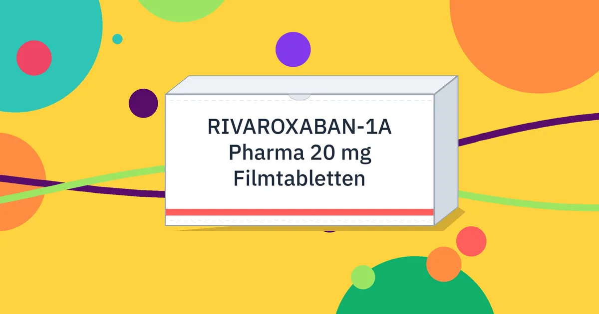 Symbolbild: Packung mit der Aufschrift RIVAROXABAN-1A Pharma 20 mg Filmtabletten (PZN 18712741) – Verfügbarkeit und Bezug in Apotheken in Frankfurt am Main