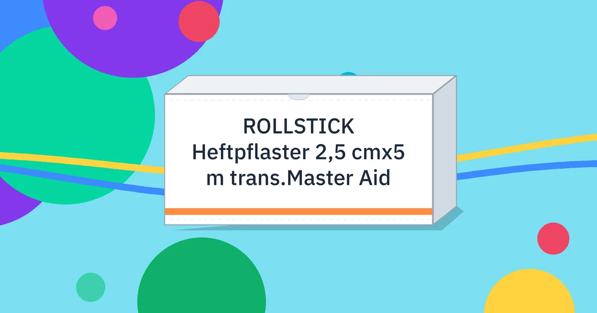 Symbolbild: Packung mit der Aufschrift ROLLSTICK Heftpflaster 2,5 cmx5 m trans.Master Aid (PZN 20128877) – Verfügbarkeit und Bezug in Apotheken in Frankfurt am Main