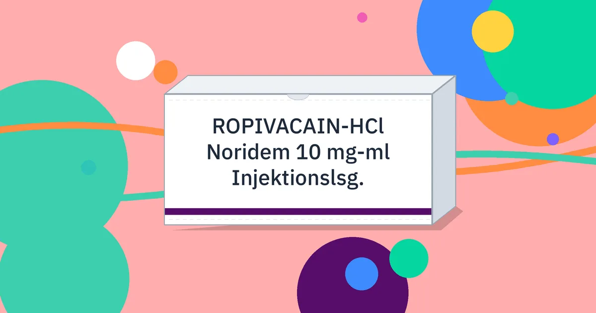 Symbolbild: Packung mit der Aufschrift ROPIVACAIN-HCl Noridem 10 mg-ml Injektionslsg. (PZN 16936979) – Verfügbarkeit und Bezug in Apotheken in Frankfurt am Main