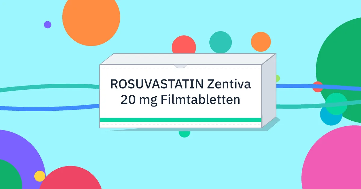 Symbolbild: Packung mit der Aufschrift ROSUVASTATIN Zentiva 20 mg Filmtabletten (PZN 18755644) – Verfügbarkeit und Bezug in Apotheken in Frankfurt am Main