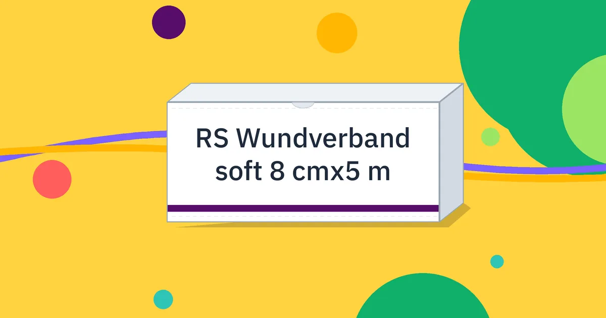 Symbolbild: Packung mit der Aufschrift RS Wundverband soft 8 cmx5 m (PZN 02955996) – Verfügbarkeit und Bezug in Apotheken in Frankfurt am Main