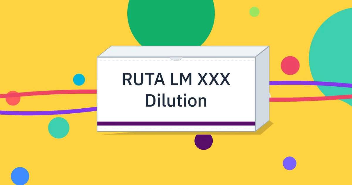 Symbolbild: Packung mit der Aufschrift RUTA LM XXX Dilution (PZN 02675707) – Verfügbarkeit und Bezug in Apotheken in Frankfurt am Main