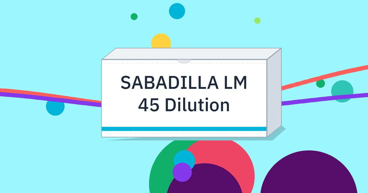 Symbolbild: Packung mit der Aufschrift SABADILLA LM 45 Dilution (PZN 13174776) – Verfügbarkeit und Bezug in Apotheken in Frankfurt am Main